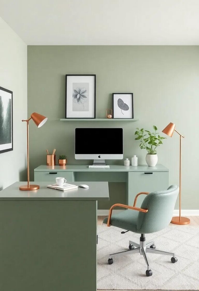 Transform Your Workspace with Elegant Sage Green and Copper Design ...