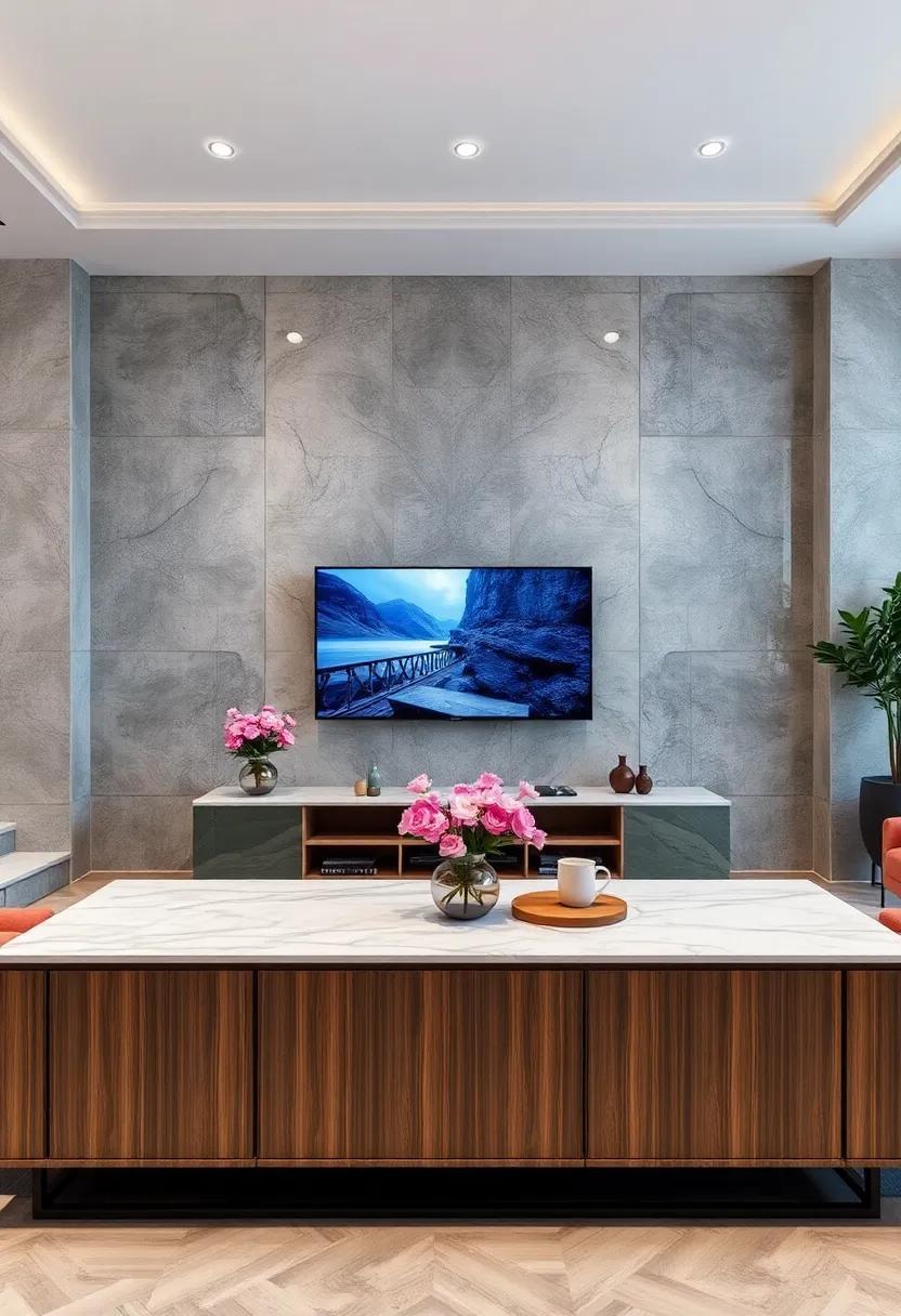 Elegant Living Room TV Units with Marble Tops | Timeless Style & Design