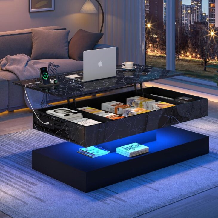 47" Lift-Top Coffee Table with LED & Storage Review | Features & Benefits