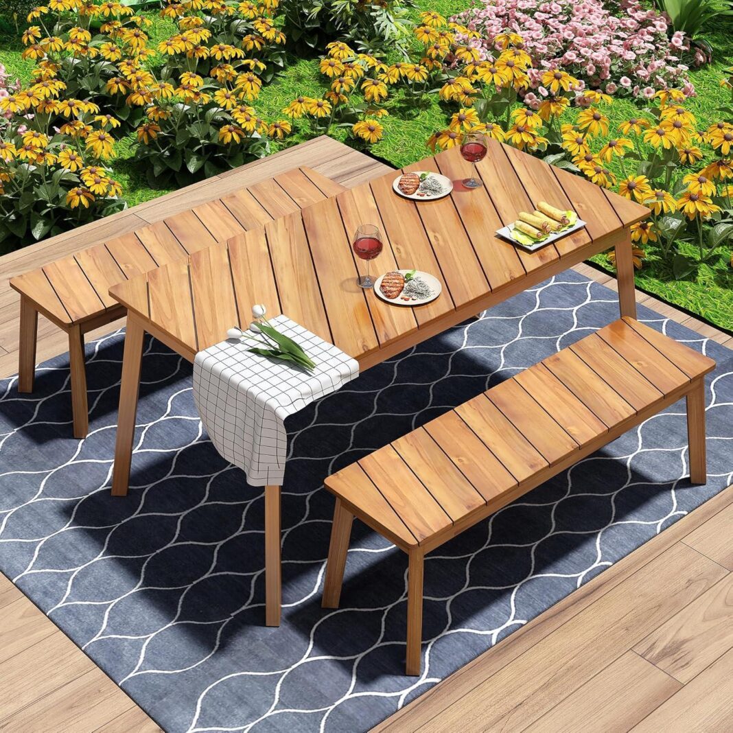 Elevate Outdoor Dining for 4-6 with Our Premium Acacia Picnic Set