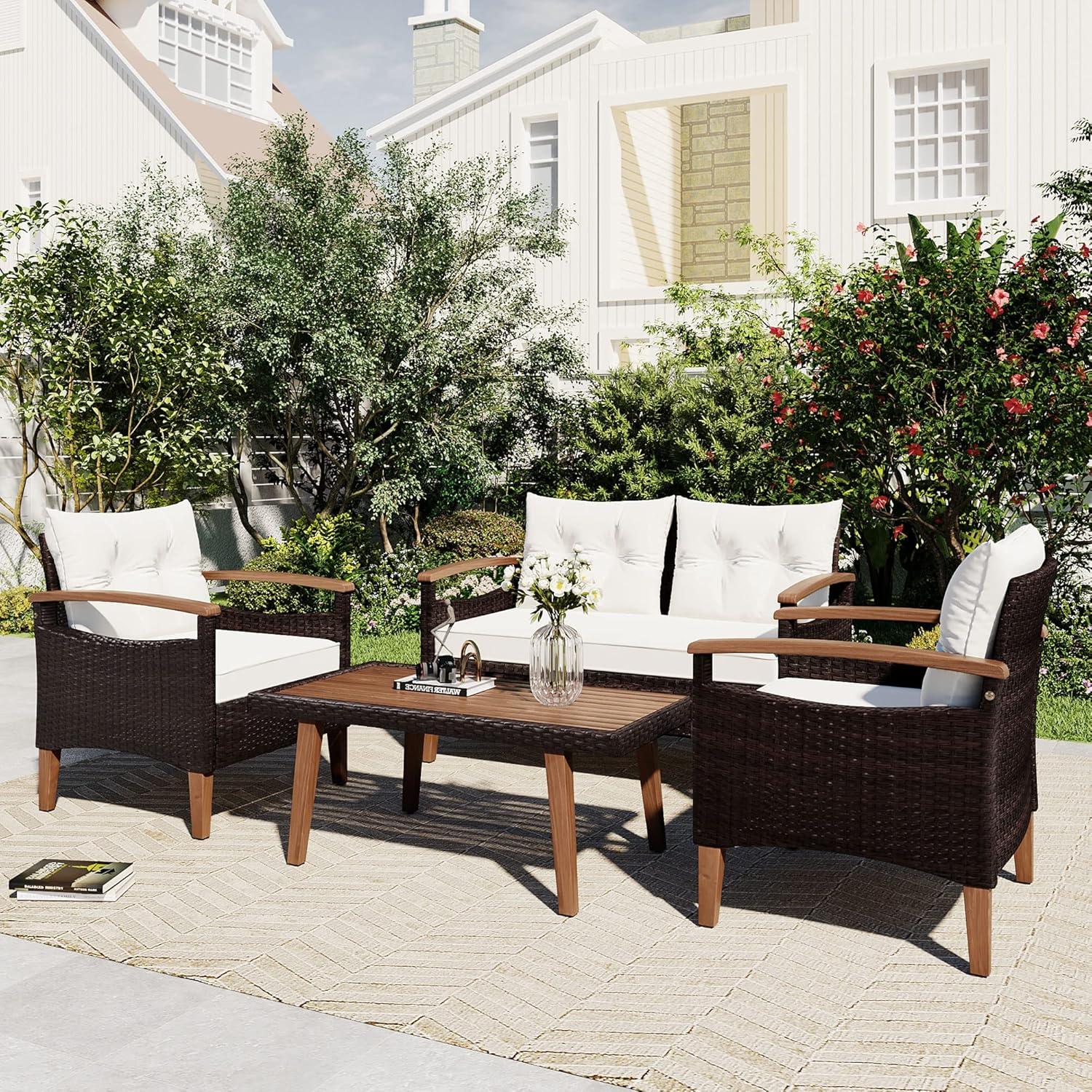 Honest Review of the 4-Piece Beige Rattan Patio Set | Pros & Cons Revealed