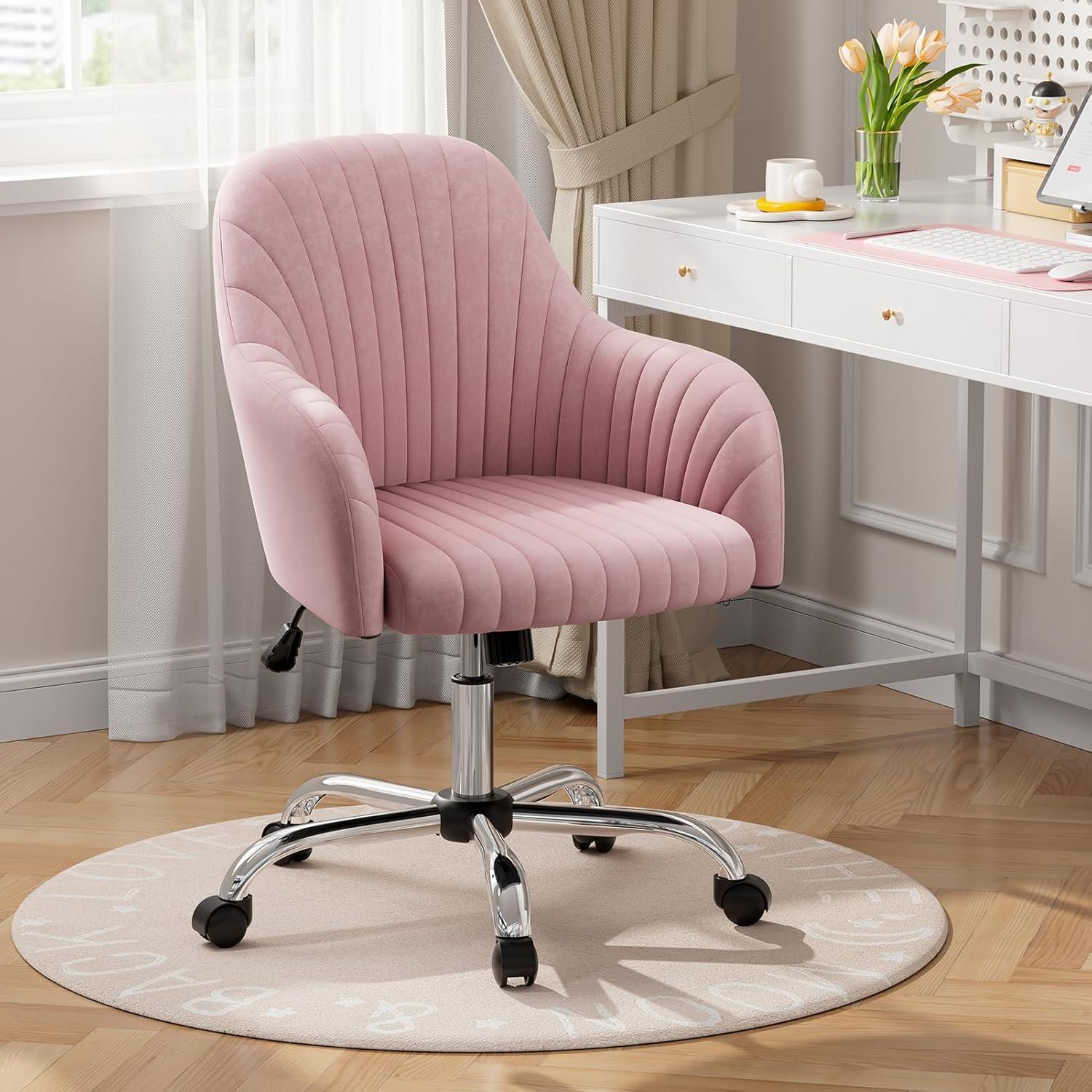 Why We Love the Warmiehomy Velvet Pink Desk Chair for Home - YONOHOME