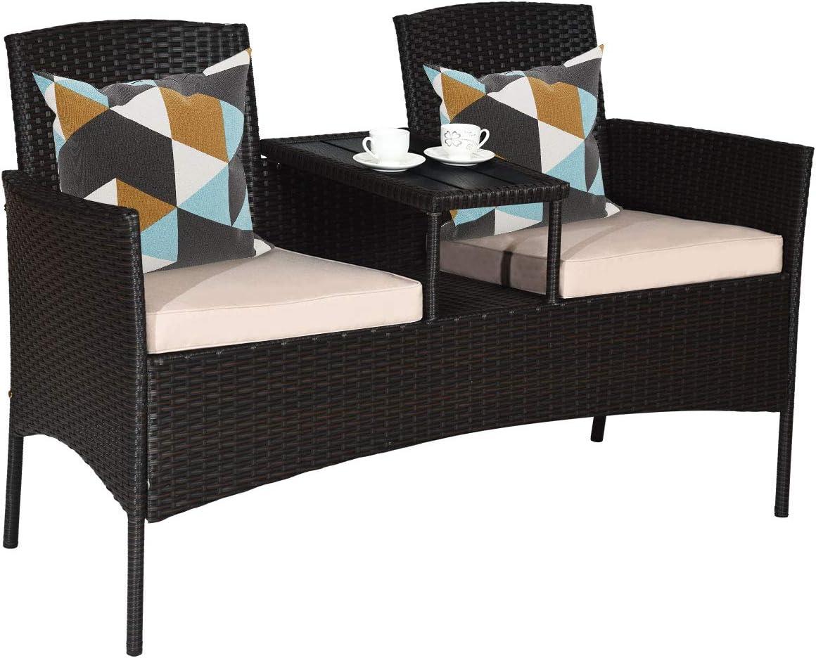 Tangkula Rattan Loveseat Set: Stylish Comfort Meets Outdoor Durability ...