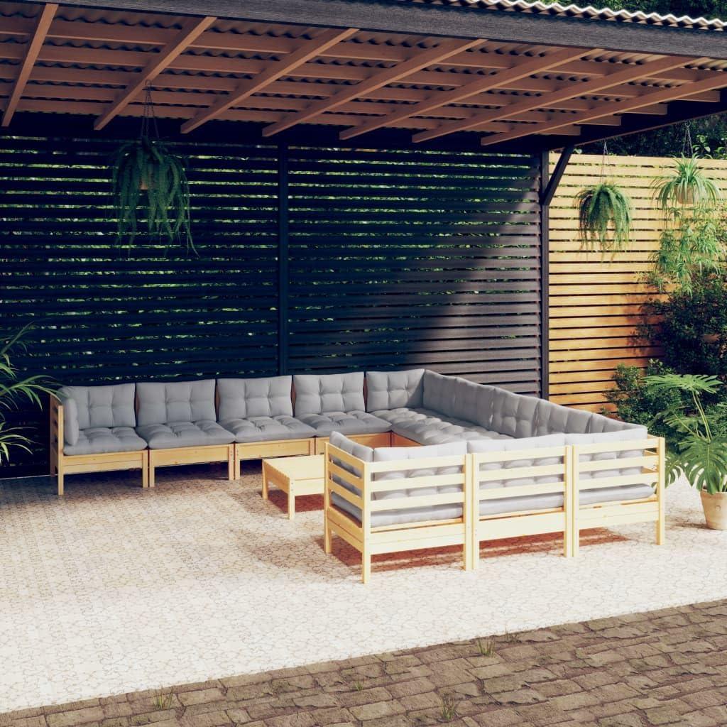 Transform Your Outdoor Space with a Versatile 12-Piece Pinewood Lounge Set