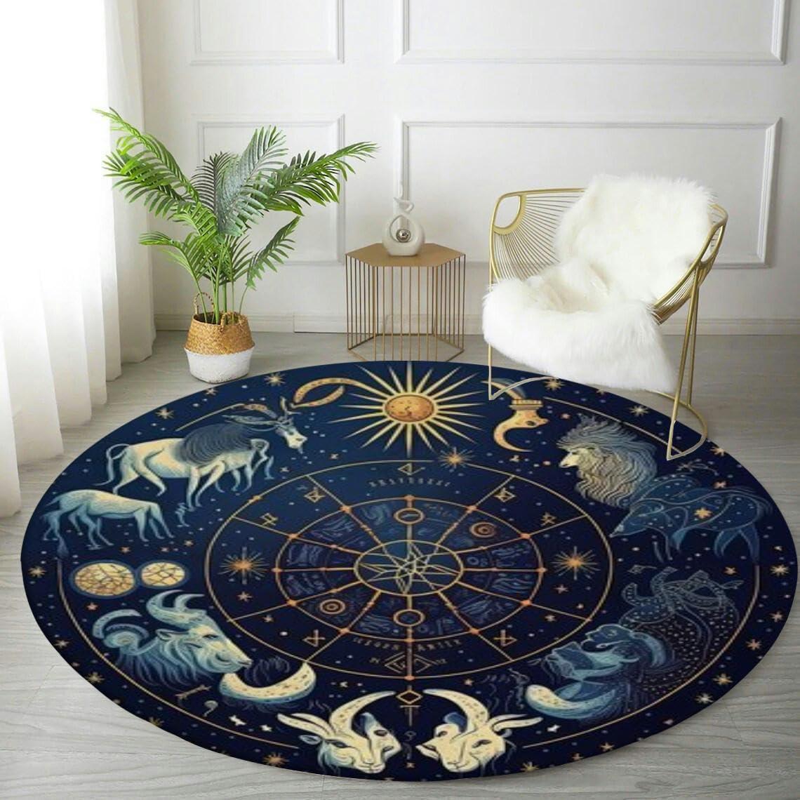 Recommended SEO meta title (50–60 chars): 4ft Round Astrology Chart Rug ...
